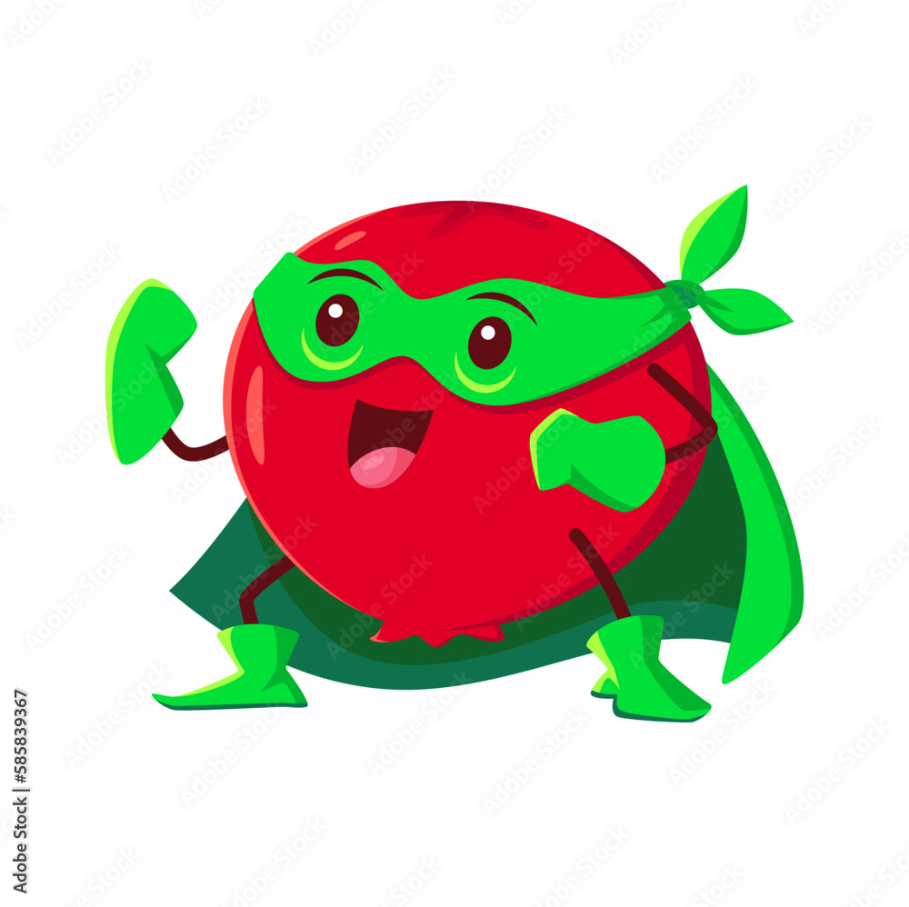 Cartoon cranberry berry superhero character. Vector funny super hero ...