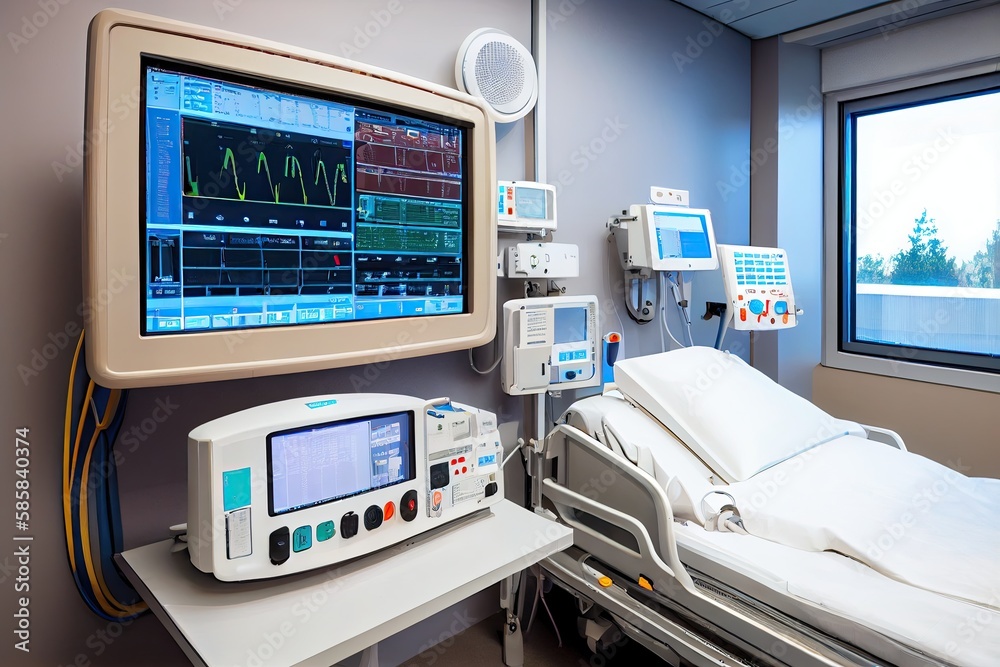 hospital room with high-tech equipment, including advanced monitoring ...