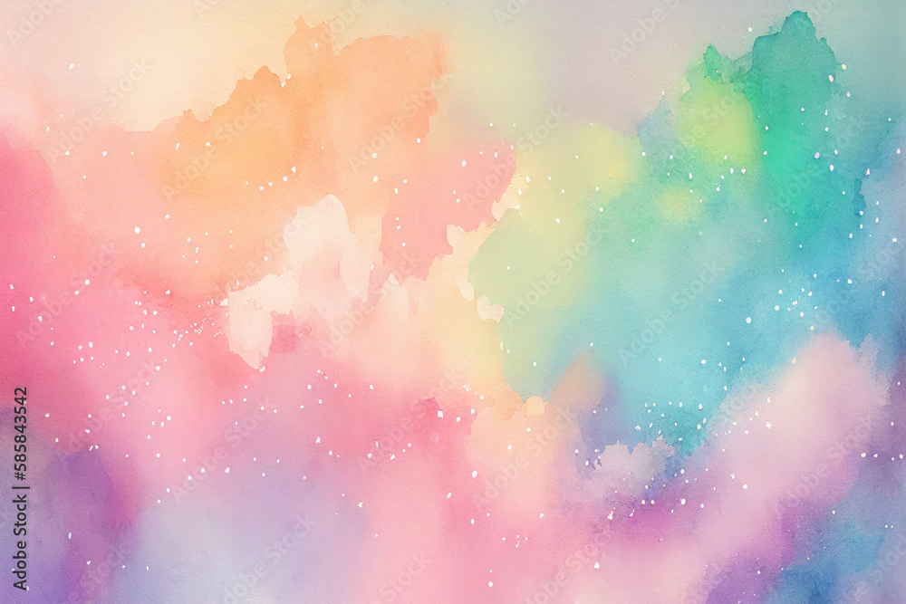 Watercolor pastel rainbow galaxy background with sparkling. Generative ...
