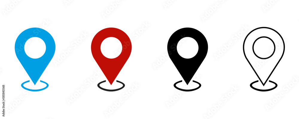 point on the map, a set of icons of points on the map in different ...