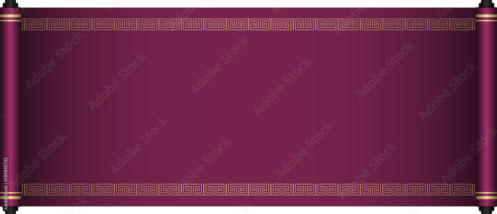 Chinese traditional retro vintage 3D luxury purple paper scroll reel ...