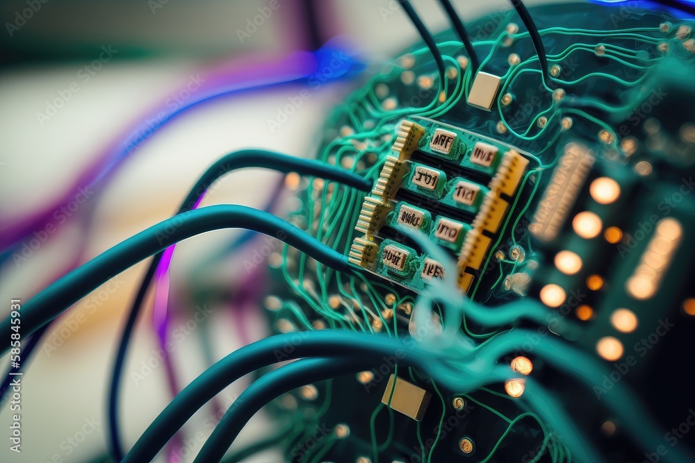 close-up of wires and circuits in human brain, showing the complex ...