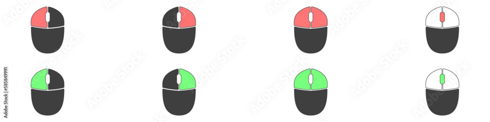 Computer Mouse Icons Vector Left And Right Click Vector Icons Set Of