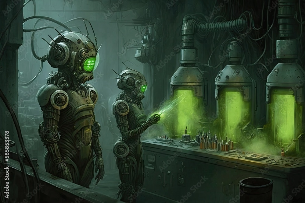 underground laboratory, with androids being made for nefarious purposes ...
