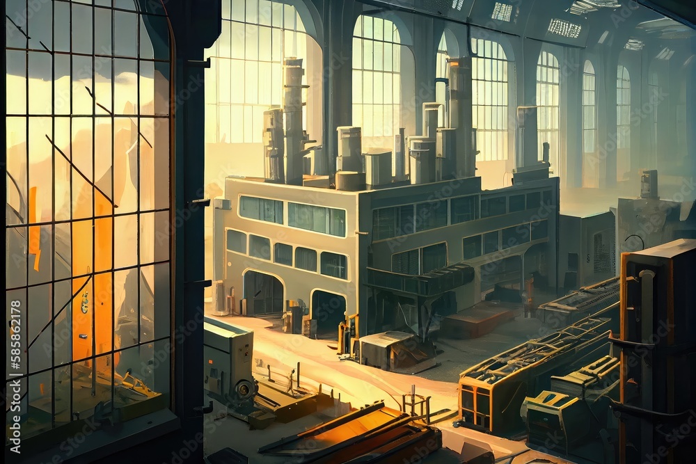 factory, where workers are producing plastic windows on massive scale ...