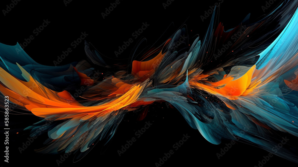 Abstract orange and blue splash background with space - Generative Ai ...