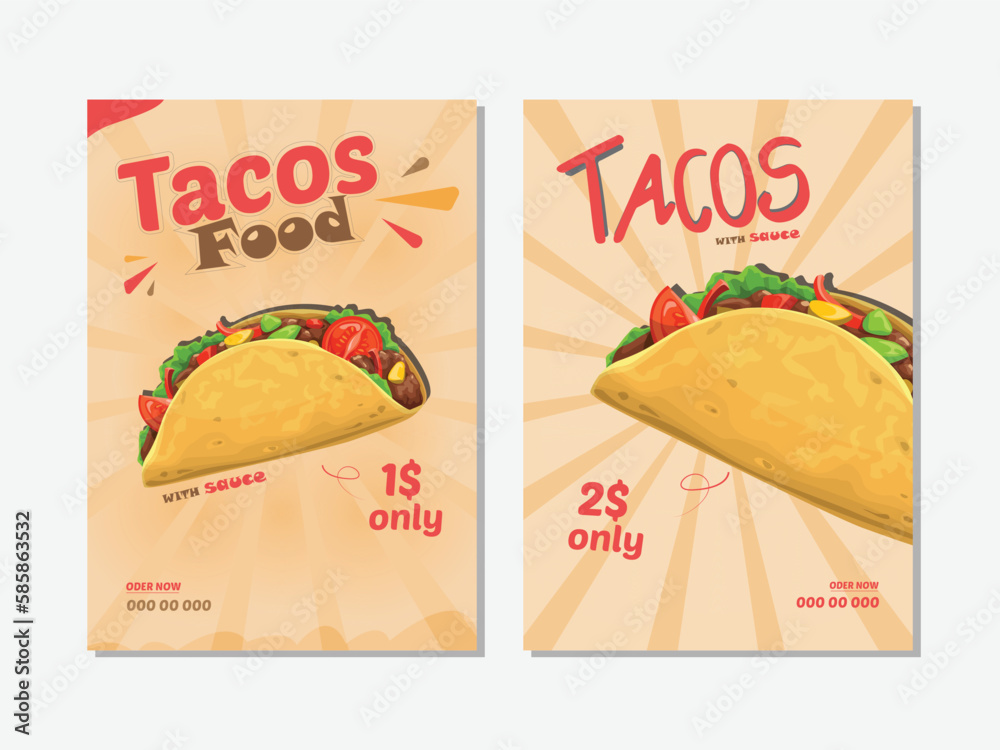 Tacos Food flyer template design Stock Vector | Adobe Stock