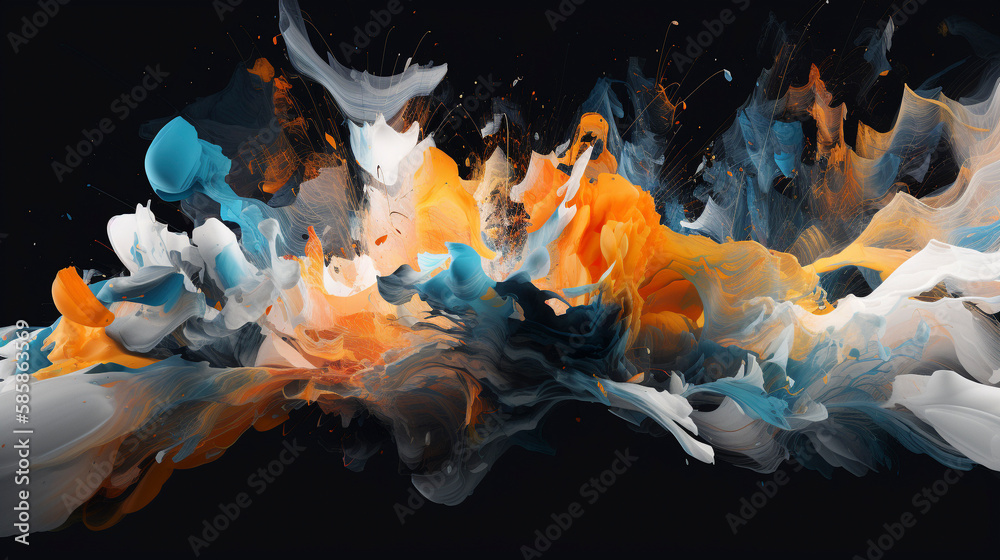 Abstract orange and blue splash background with space - Generative Ai ...