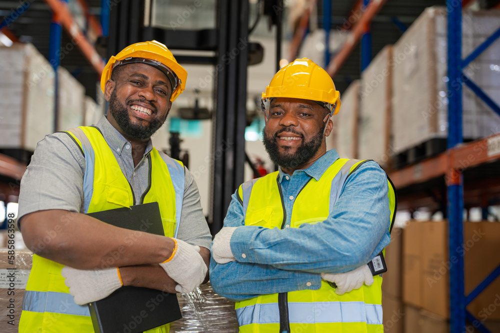African men worker wearing working suite dress and safety helmet at ...