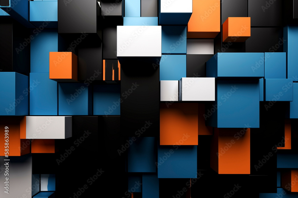 Abstract blue and orange background with squares - Generative Ai Stock ...