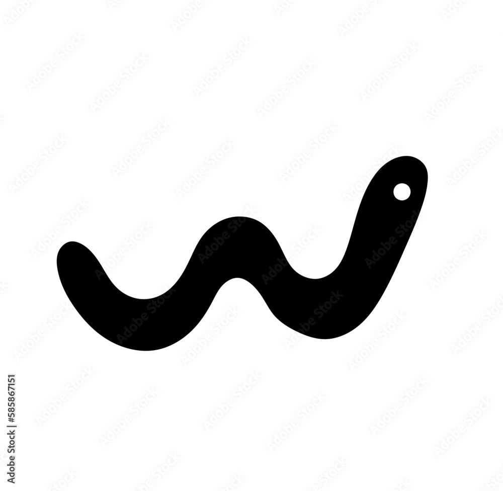 Vector isolated one single cute cartoon tiny crawling worm side view ...