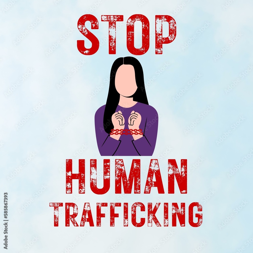 Illustration of Hands with Wrist Tied Together, Human Trafficking ...