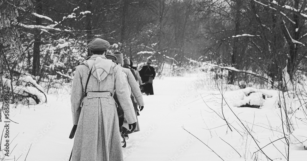 Men Dressed As White Guard Soldiers Of Imperial Russian Army In Russian ...