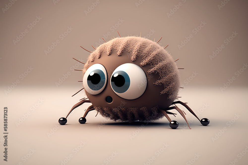 Cute single insect cartoon character. Isolated on flat background with ...