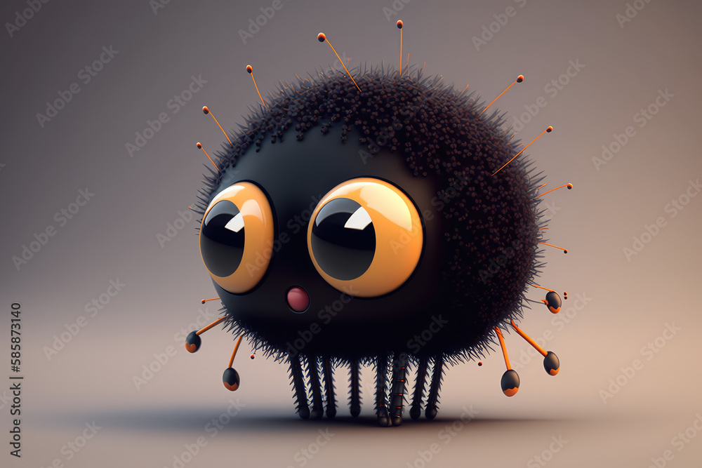 Cute black insect cartoon character. Isolated on flat background with ...
