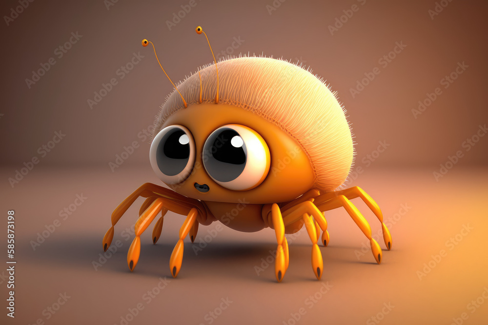 Cute little insect cartoon character. Isolated on flat background with ...