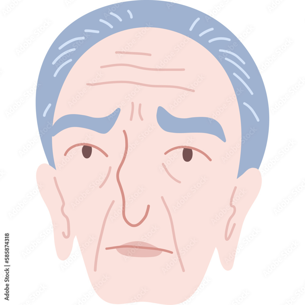 Cartoon Old Man Portrait With Grey Hair Stock Vector | Adobe Stock