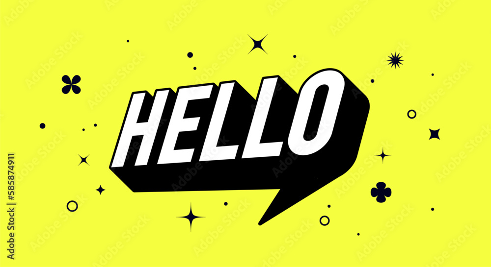 Banner speech bubble text Hello, message concept Hello. Isolated poster ...