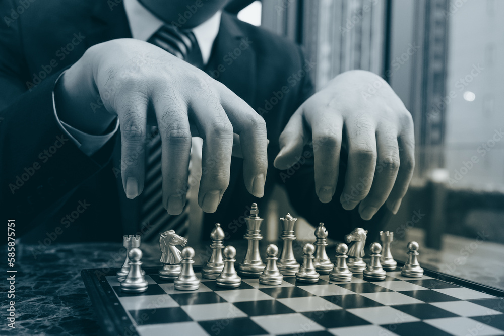 Chess board game to represent the business strategy with competition in ...
