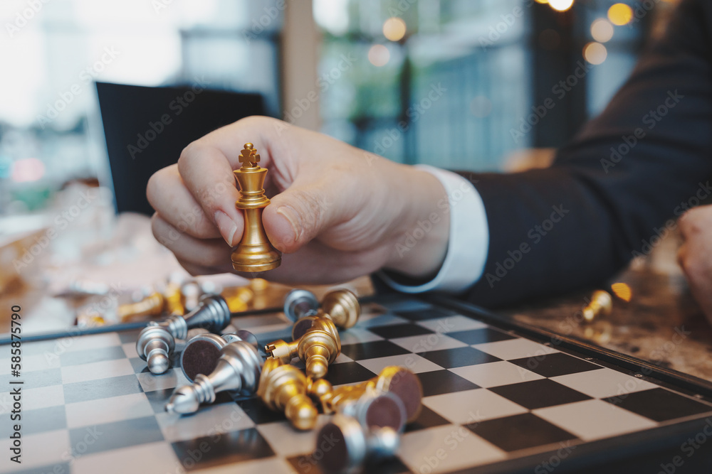 Chess board game to represent the business strategy with competition in ...