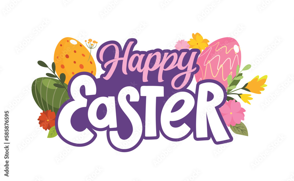 Happy Easter! Lettering about Easter for flyer and print design. Vector ...