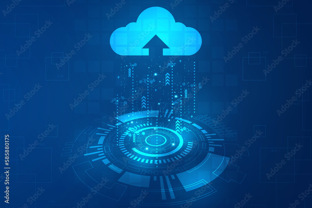 Cloud computing technology concept. Computer connected to internet ...