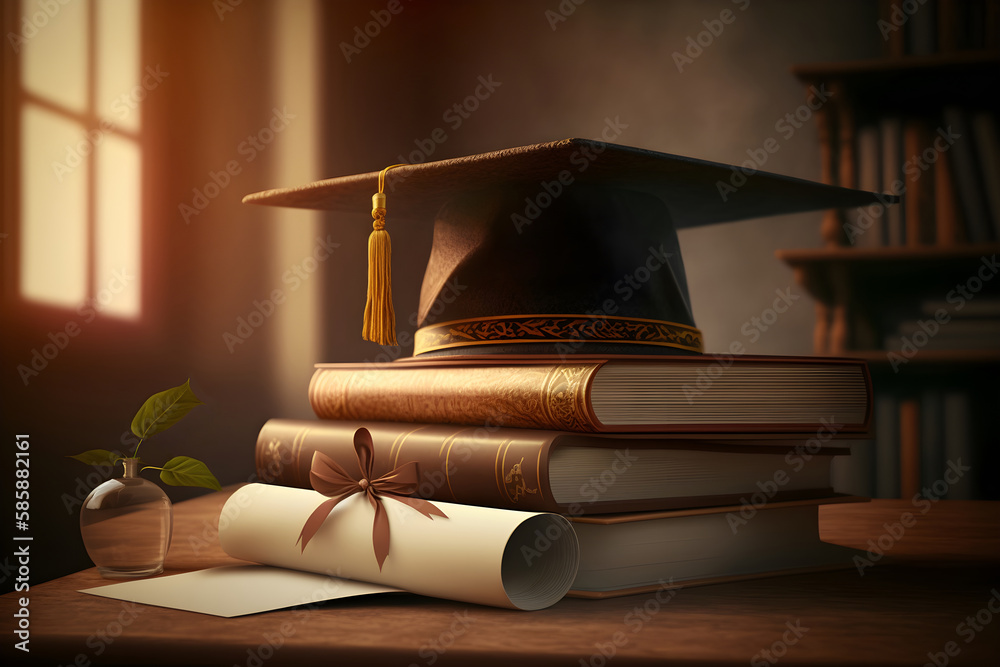 Graduation background with graduation hat Stock Illustration | Adobe Stock