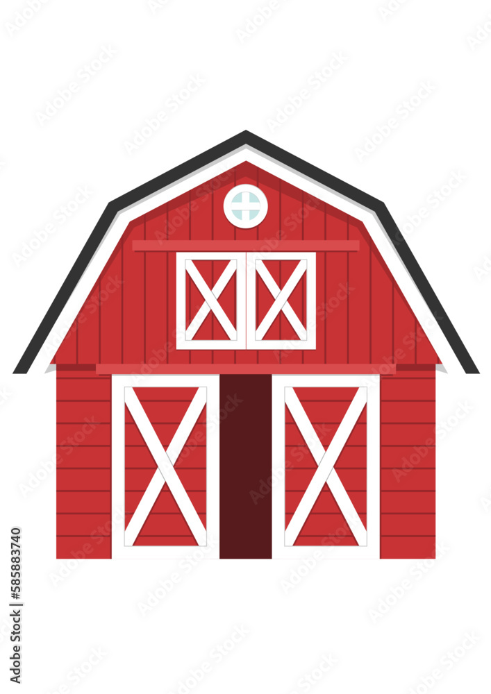 Red barn vector illustration, element Stock Vector | Adobe Stock