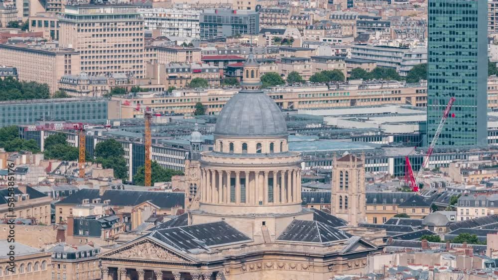 Vidéo Stock Top view of Paris skyline from above timelapse. Landmarks ...
