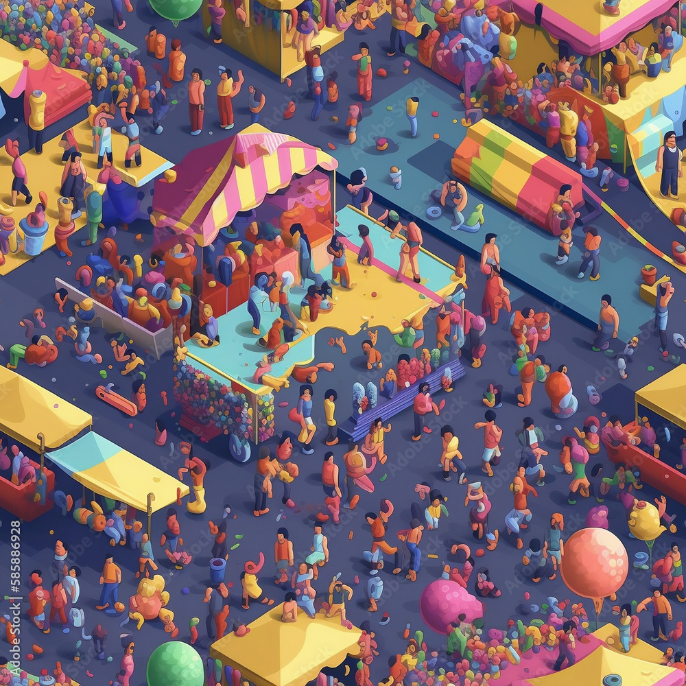 seamless isometric pixel art festival scenery pattern Stock ...