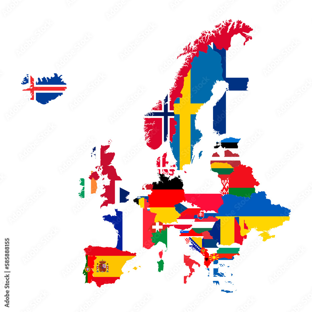 Europe map with flags. Vector illustration. Stock Illustration | Adobe ...