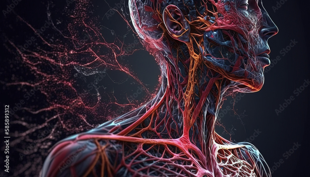 Human Organs With Blood vessels Anatomy For Medical Concept 3D ...