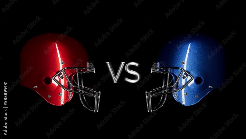 Red VS Blue Metallic Football Helmets with lighting Effect Looping ...