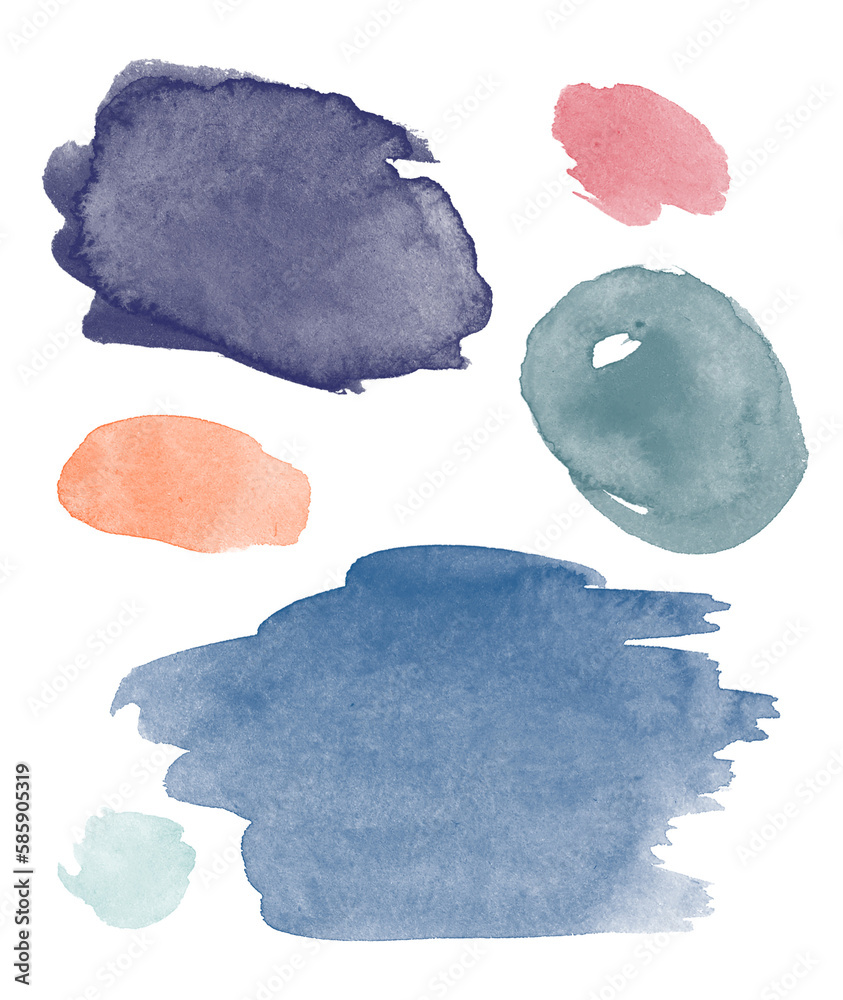 Watercolor blots set isolated on transparent background. Cut out ...