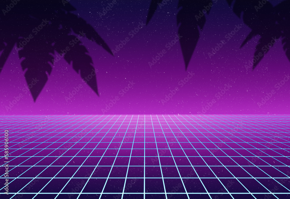 Arcade gaming 80s 90s aestetics retro background. Illustration of palm ...