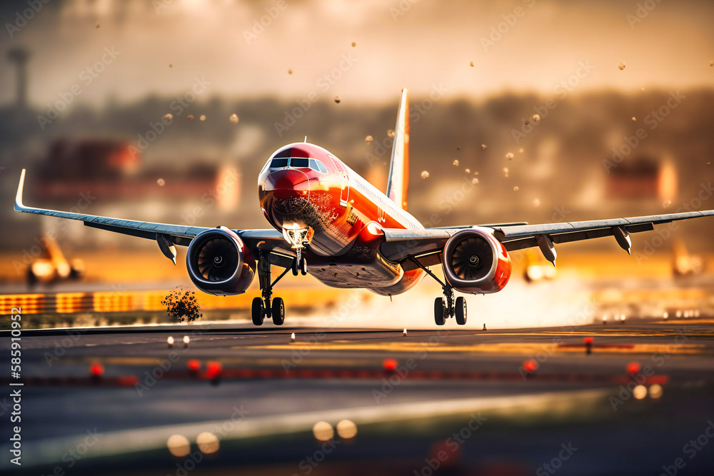 The narrow body aircraft hurtles down the runway, accelerating to ...