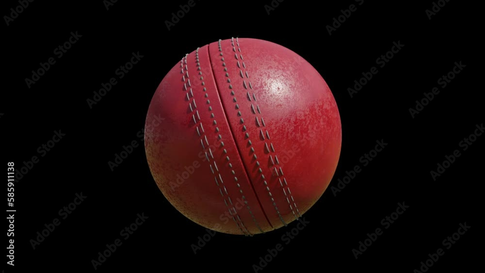 Realistic 4K 3D cricket ball spin loop animation in black, green screen ...