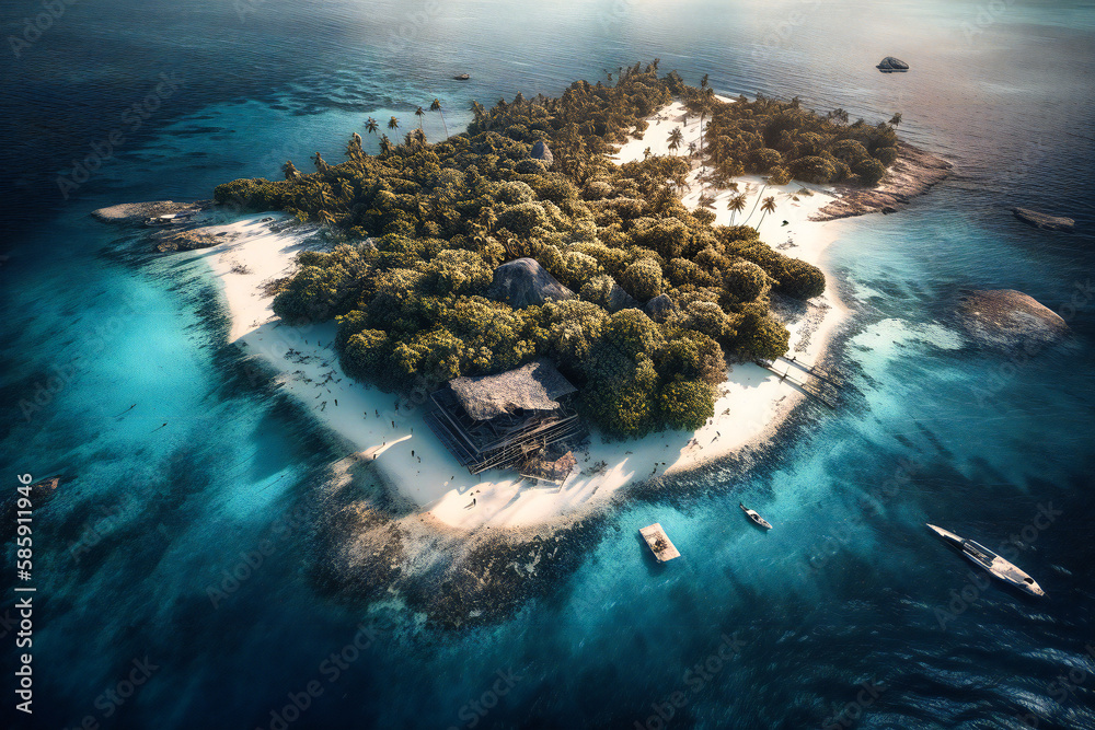 Photo & Art Print From high above, the Maldives appears as a remote ...