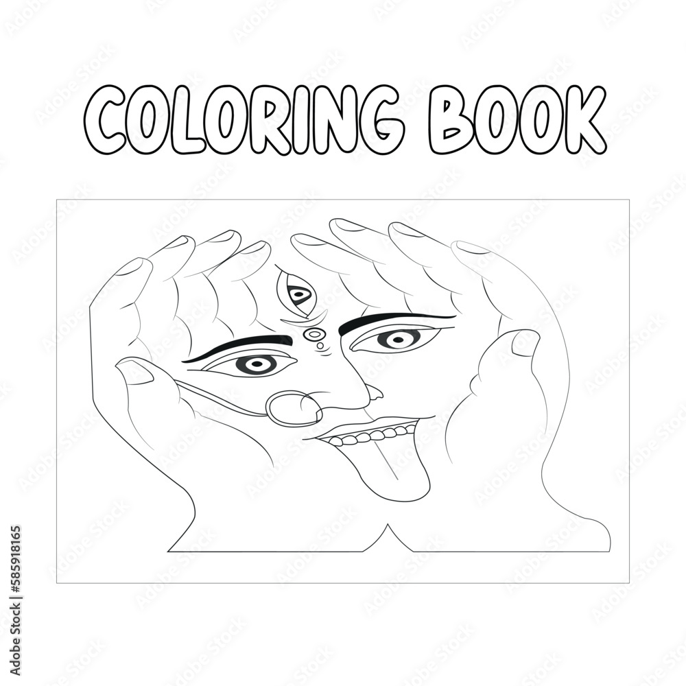 face of a person ma kali hand drawing coloring book for kids and t ...