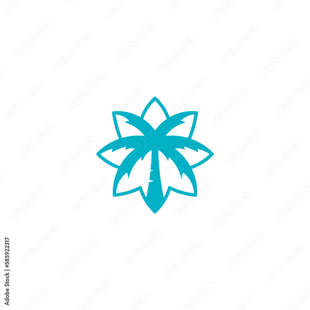 Star Tropical beach and palm tree logo design. Creative simple palm ...