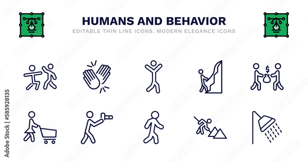 set of humans and behavior thin line icons. humans and behavior outline ...