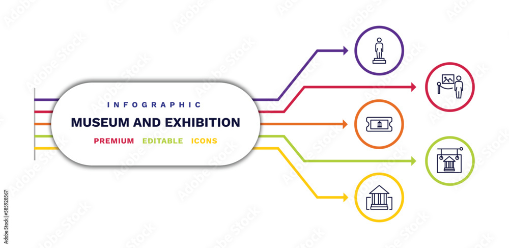 set of museum and exhibition thin line icons. museum and exhibition ...
