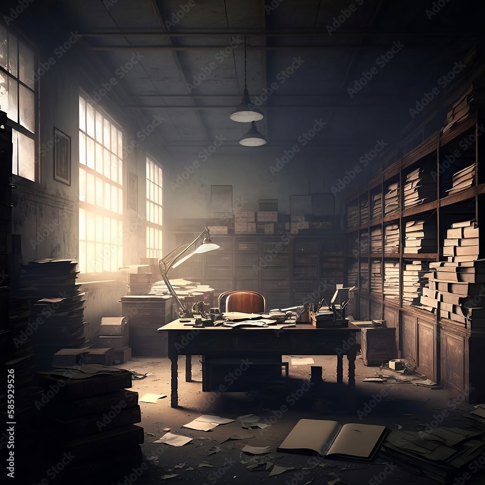 old small warehouse used as an office Stock Illustration | Adobe Stock