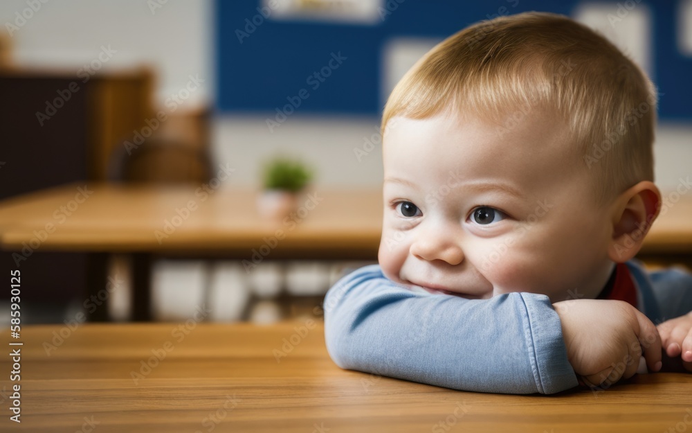 cute kid with down syndrome playing in kindergarten. Generative AI ...