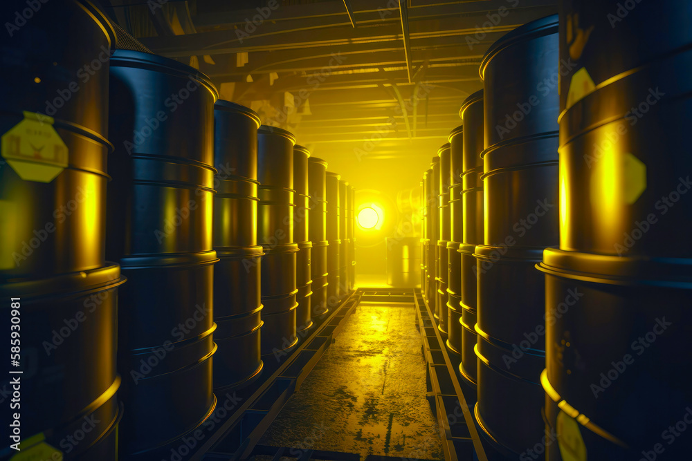 Storage of radioactive waste in barrels, radiation storage. Created ...