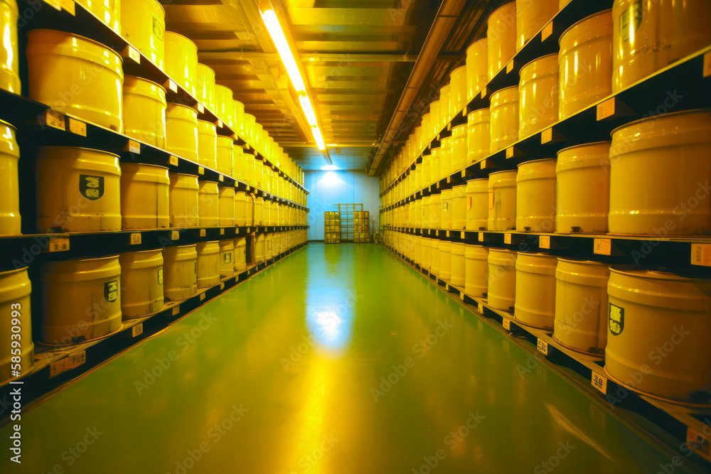 Storage of radioactive waste in barrels, radiation storage. Created ...