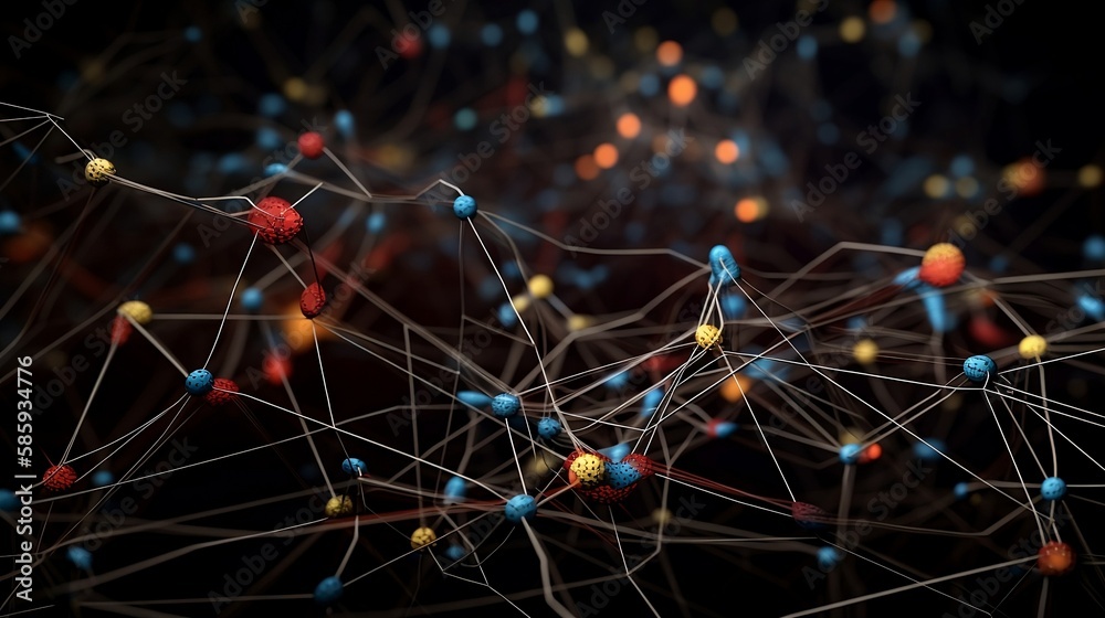 ภาพประกอบสต็อก 3D view of neurons. Mind Journey: A 3D neural network that reveals the complexity ...
