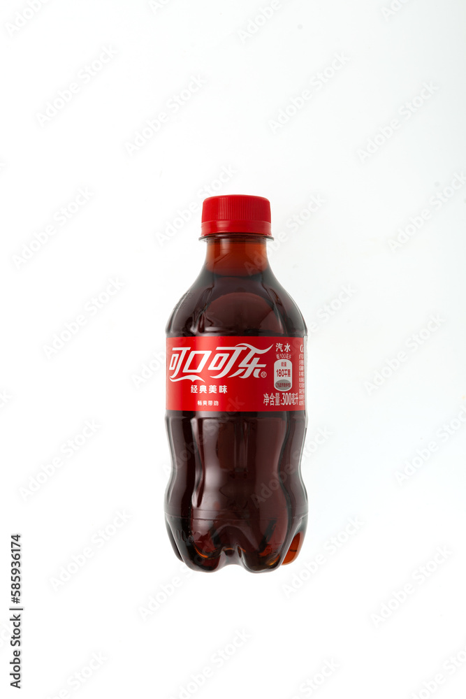 Moscow, Russia, March 22, 2023. Chinese plastic Bottle of Coca-Cola on ...
