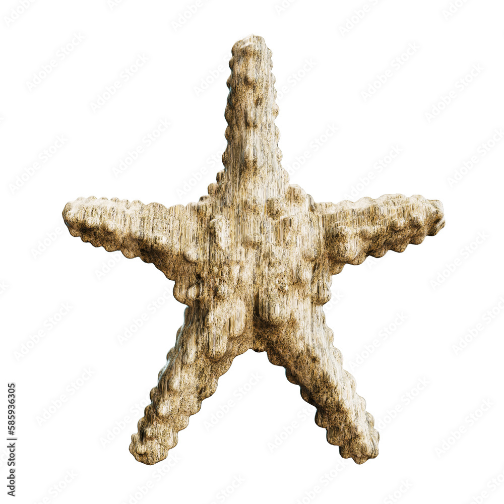 Sea star on a transparent background. 3D visualization Stock ...