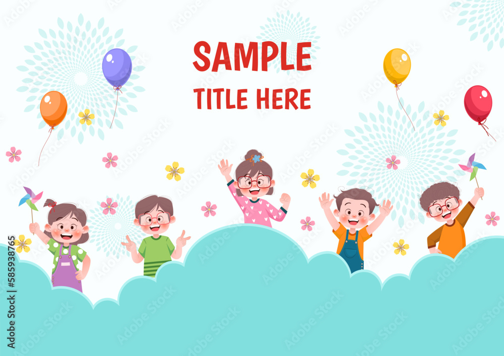 Children and friend playing happy activity.space for text, templates ...